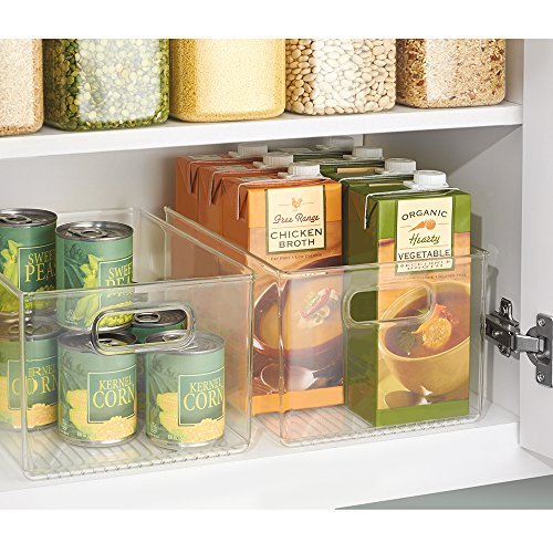 iDesign Box with Handles, Extra Large Plastic Kitchen Organiser Pantry, Fridge Storage Bin for Food, Drinks and Condiments, Clear