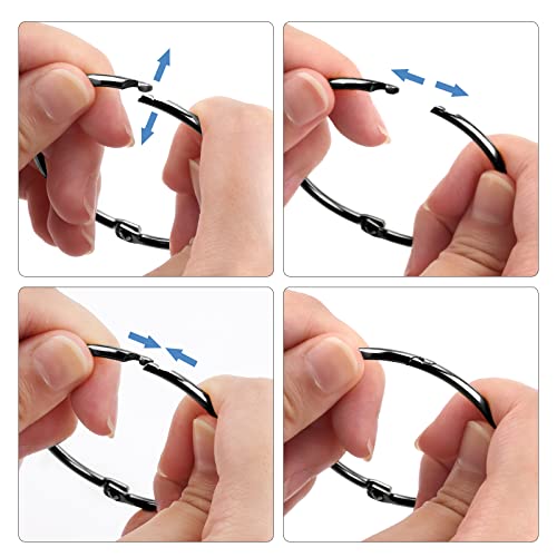 Black 24 Pack, MOVNO Shower Curtain Rings, Rustproof Decorative Shower Curtain Hooks Metal Round Shower Ring Hooks for Bathroom Shower Rod