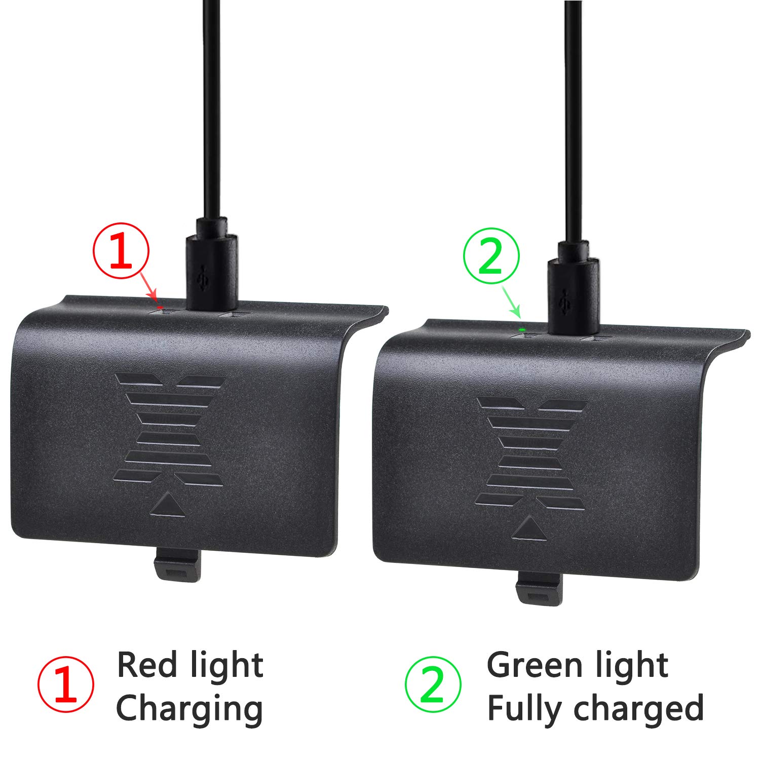 Batmax 2X Micro USB-Output 1100mAh Battery Packs for Xbox One Xbox One S Xbox One X Xbox One Elite Wireless Controllers Rechargeable Ni-MH Not fits for Xbox Series X/S 2020 + 2-in-1 USB Cable (Black)