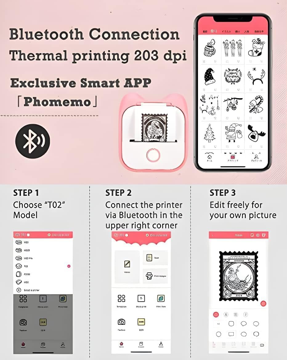 DSACL Print Pod Mini Pocket Printer, Inkless Sticker Printer for School, Fast Portable Thermal Printer with Adhesive Paper (Green)