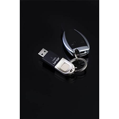 Lexar 64GB Jumpdrive Fingerprint F35 USB 3.0 Flash Drive for Storage Expansion and Backup, Up to 250MB/s Read, Black/Silver (LJDF35-64GBNL)