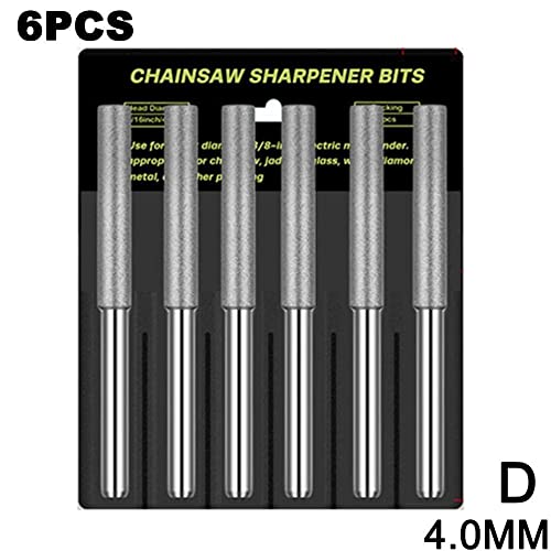 6Pcs Diamond Coated Cylindrical Burr 4-5mm Chainsaw Sharpener Stone File Chain Saw Sharpening Carving Grinding Tools Silver/Gold