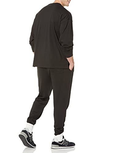 Amazon Essentials Men's 100% Organic Cotton Oversized-Fit Long-Sleeve T-Shirt, Black, X-Large
