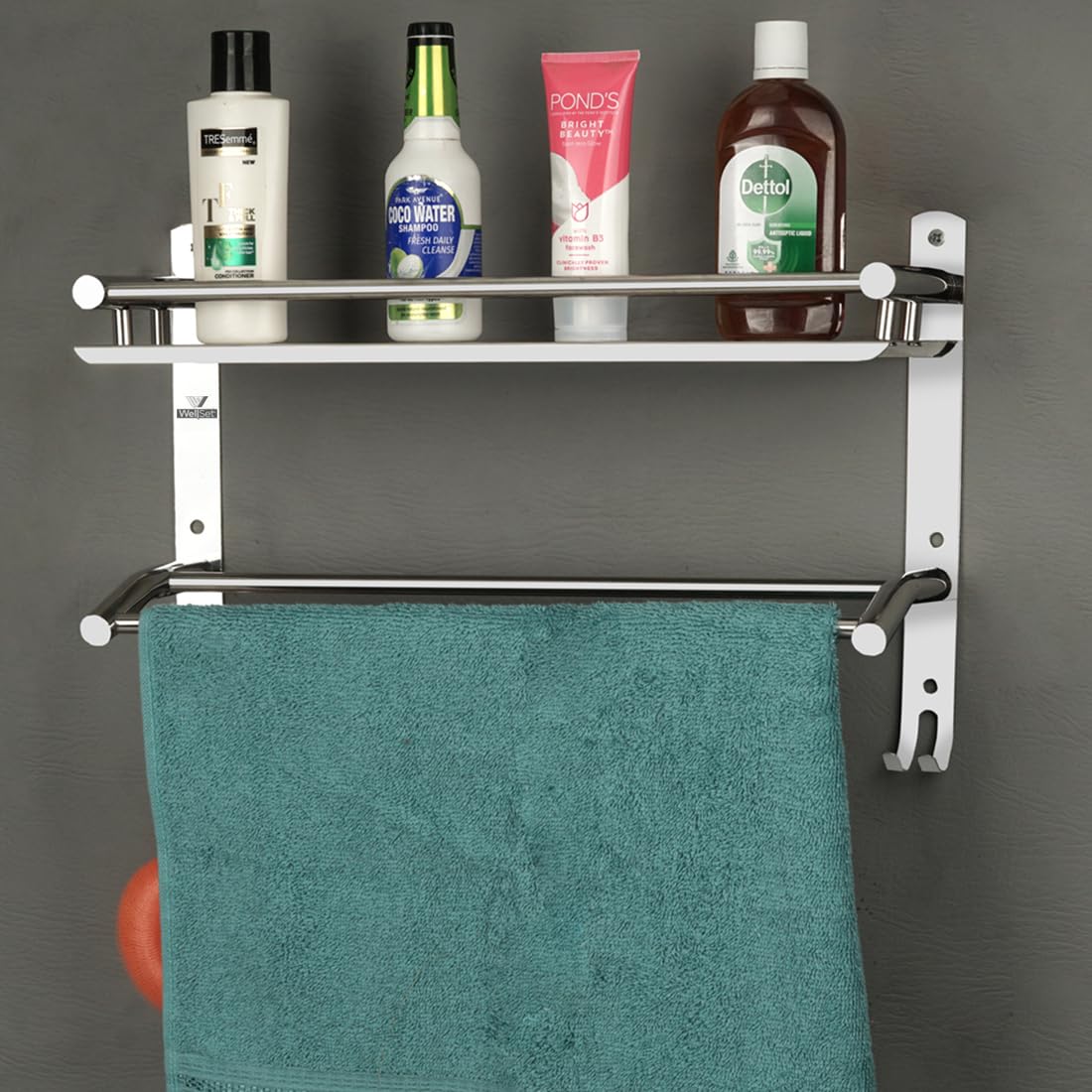 Well Set Shelves Wall Mounted, 17 Inch Rustic Metal Wall Shelves for Storage, Bedroom Living Room Bathroom Kitchen Office and More Weathered shelves for wall decor