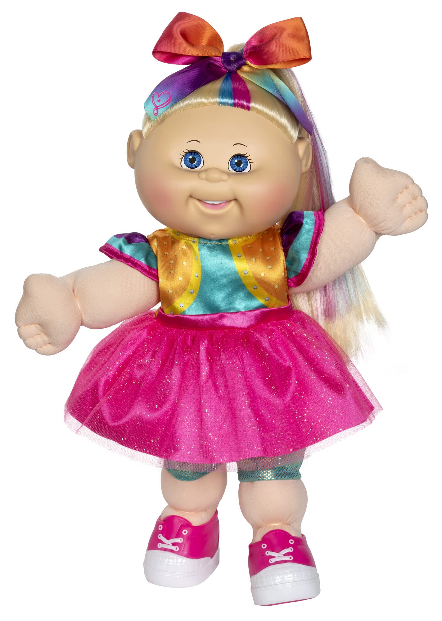 Cabbage Patch Kids - JoJo Siwa Doll - 14” Plush Toy - Includes Sparkly Dress, Jeweled Bodice - Pink and Blue Highlights with Giant Hair Bow – with Birth Certificate, Date, Time - Amazon Exclusive