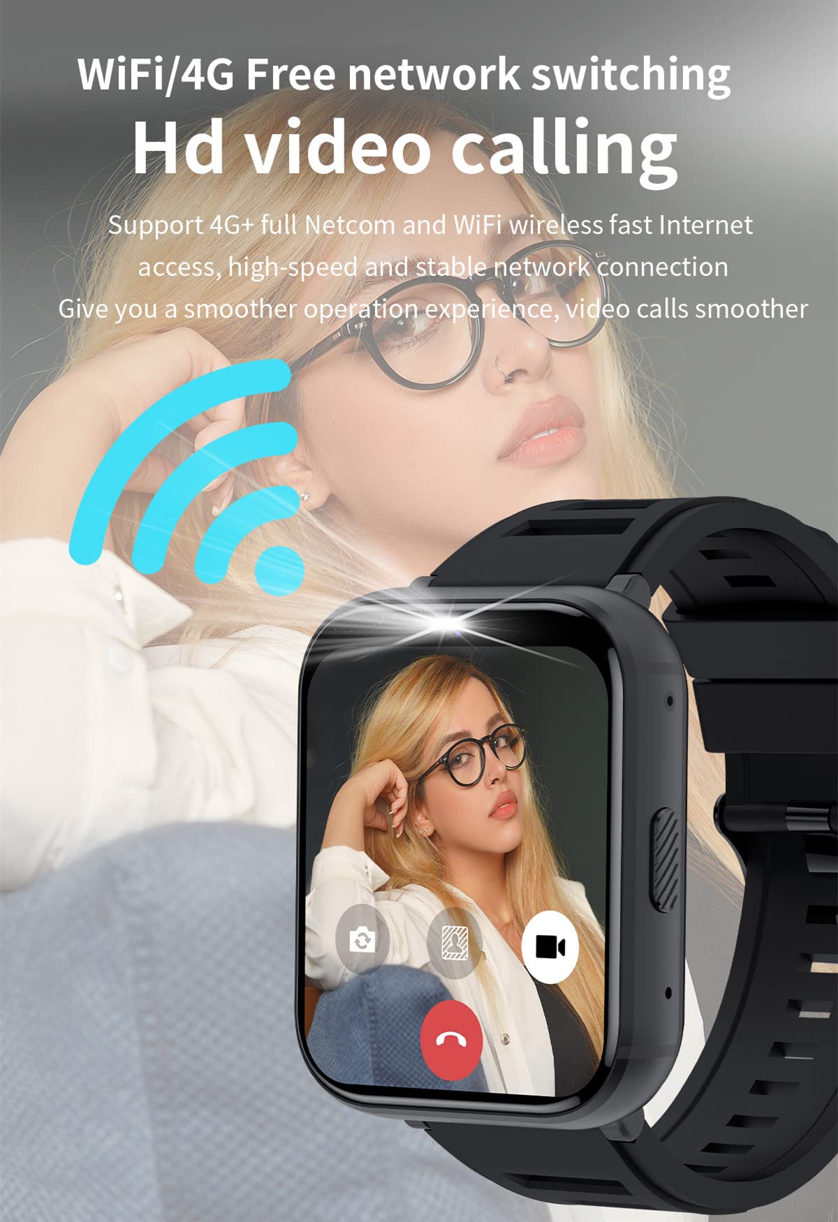 4G LTE Smart Watch Phone, Android 9.0 MTK6761 8 Core 4GB+64GB Men Watch BT5.0 IP67 930mAh 2.08" Touch Screen Support SMS Reply/Camera/Video Call/Wifi/SOS/GPS Fitness Activity Tracker (Black)