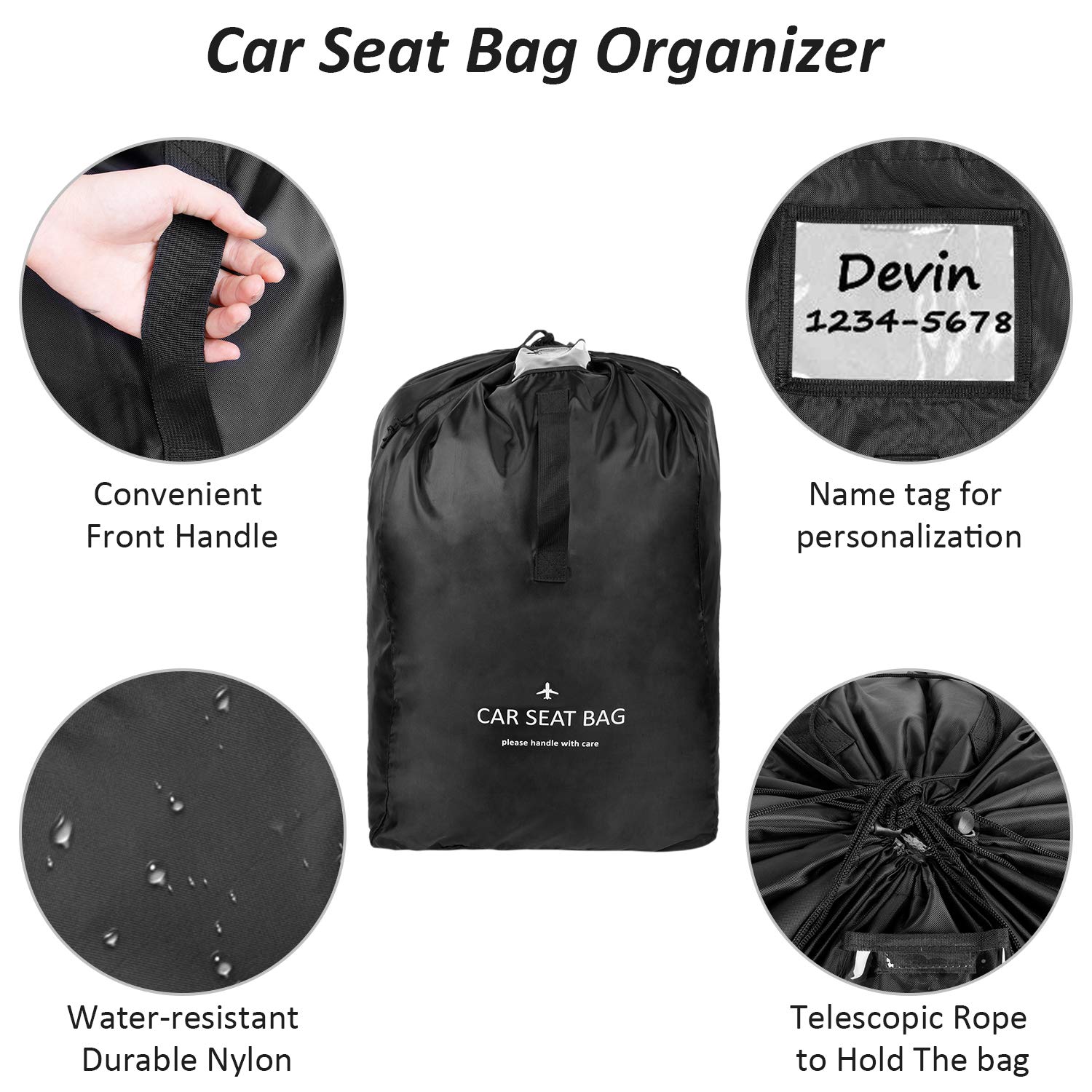 UMJWYJ Car Seat Bag Large Gate Check Travel Luaage Bag with Backpack Shoulder Straps, Lightweight Car Seat Storage Bag Stroller Carrier for Airplanes Trains
