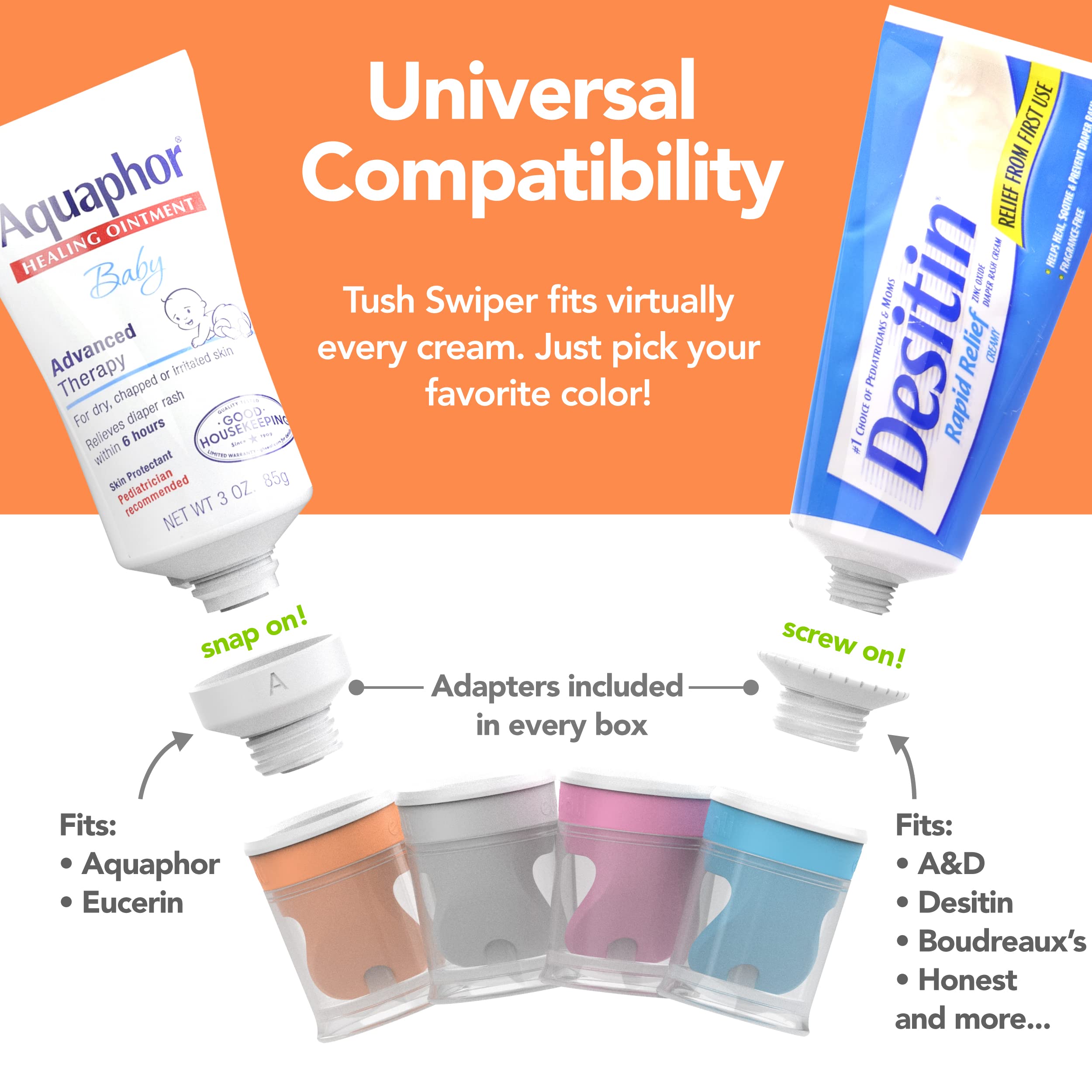 Eli & Ali Tush Swiper - Diaper Rash Cream & Butt Paste Applicator - Universal Fit for Most Diaper Creams | Mess-Free & Hygienic Alternative to Cream Spatula - Carry Less Baby Gear - Blue, 2 Pack