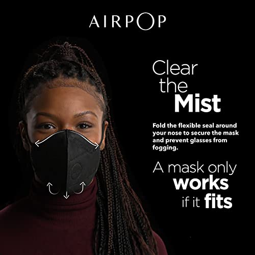 AIRPOP KN95 Face Masks Pocket 4 Pack, Reusable Washable Face Coverings, Contoured Fit, Lightweight Design, Adults/Kids Face Masks for Repeated Wear - Black