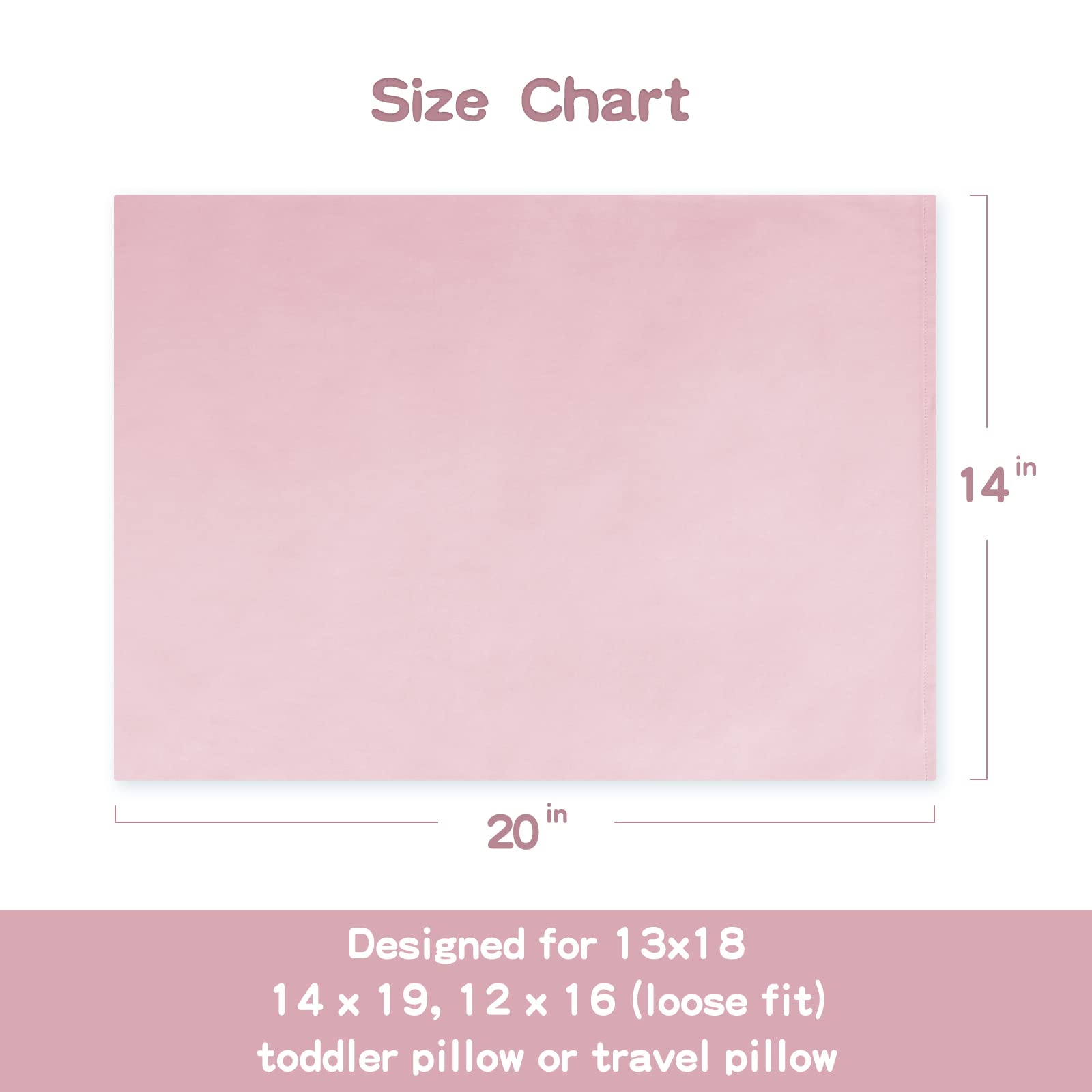 Organic Cotton Toddler Pillowcase 2 Pack, 14 x 20 Travel Pillow Case Cover for Babies, Kids, Boys and Girls, Soft and Breathable Small Pillow Cases with Envelope Closure, Pink