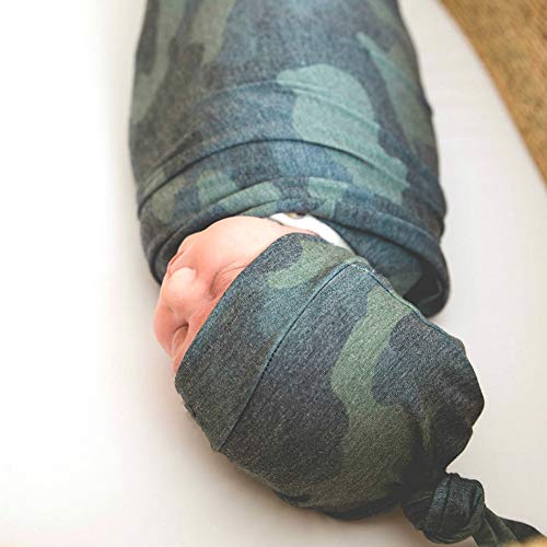 Newborn Swaddle Blankets with Beanie Hat 4 Pack Set for Boys Whale+Camouflage Baby Receiving Blanket