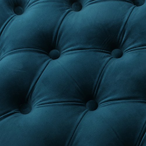 Christopher Knight Home Bates Tufted Velvet Fabric Dining Chairs, 2-Pcs Set, Dark Teal