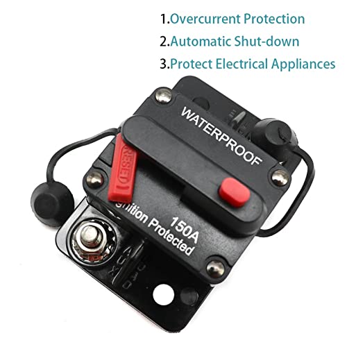 30A 40A 50A 60A 70A 80A 100A 120A 150A 200A 250A 300A AMP Circuit Breaker Fuse Reset 12-48V DC Car Boat Auto Waterproof (Color : 150A)