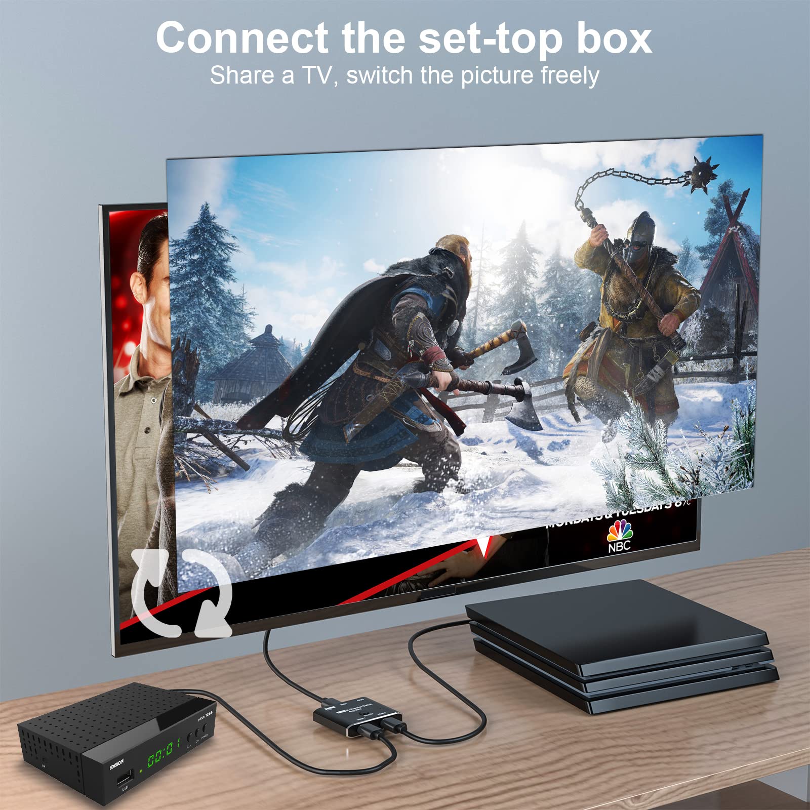 CABLEDECONN HDMI 2.1 Ultra 8K HD Bi-Directional Mini Switch 8K@60Hz 4K@120Hz HDR 1in 2out 2in 1out High Speed 48Gbps Splitter(Singal Display) Converter Compatible with Xbox X PS5 Aluminum Shell