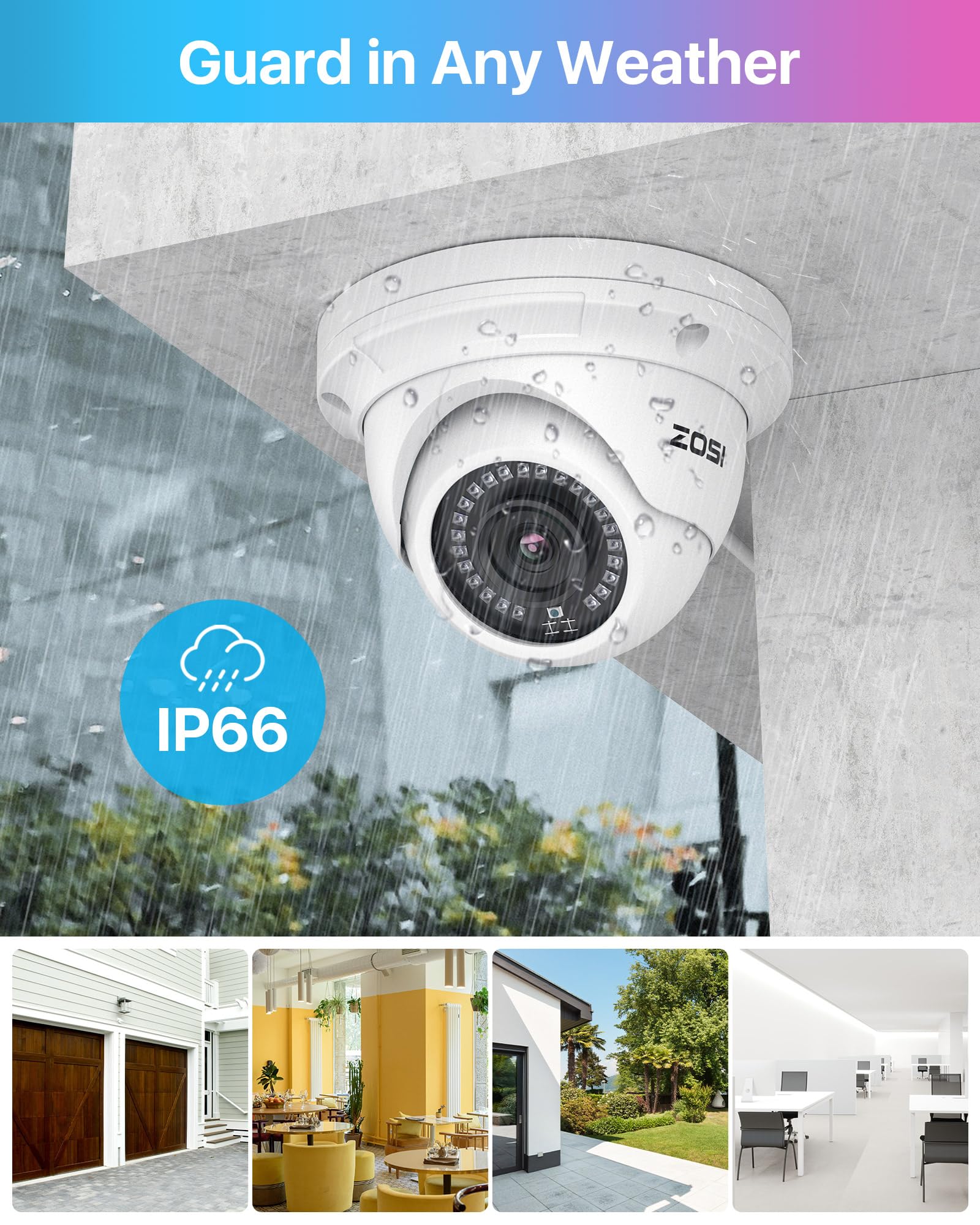 ZOSI 8CH 4K PoE Home Security Camera System with 2TB Hard Drive,4pcs 3K 5MP Indoor Outdoor IP Dome Cameras,Night Vision,Motion Detection,Remote Access,8 Ports 16CH 8MP NVR Recorder for 24/7 Recording