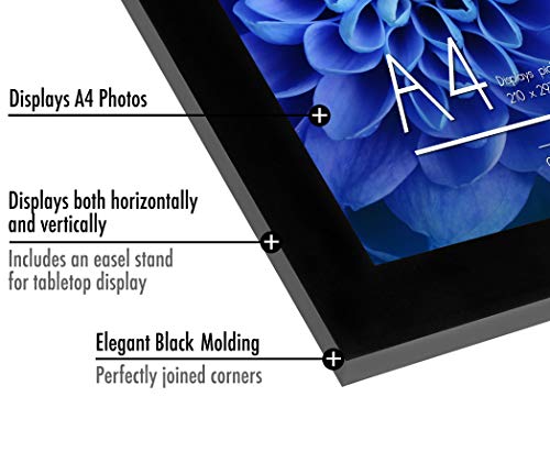 Americanflat A4 Picture Frame in Black - Composite Wood with Shatter Resistant Glass - Horizontal and Vertical Formats for Wall and Tabletop - 8.3 x 11.7 in