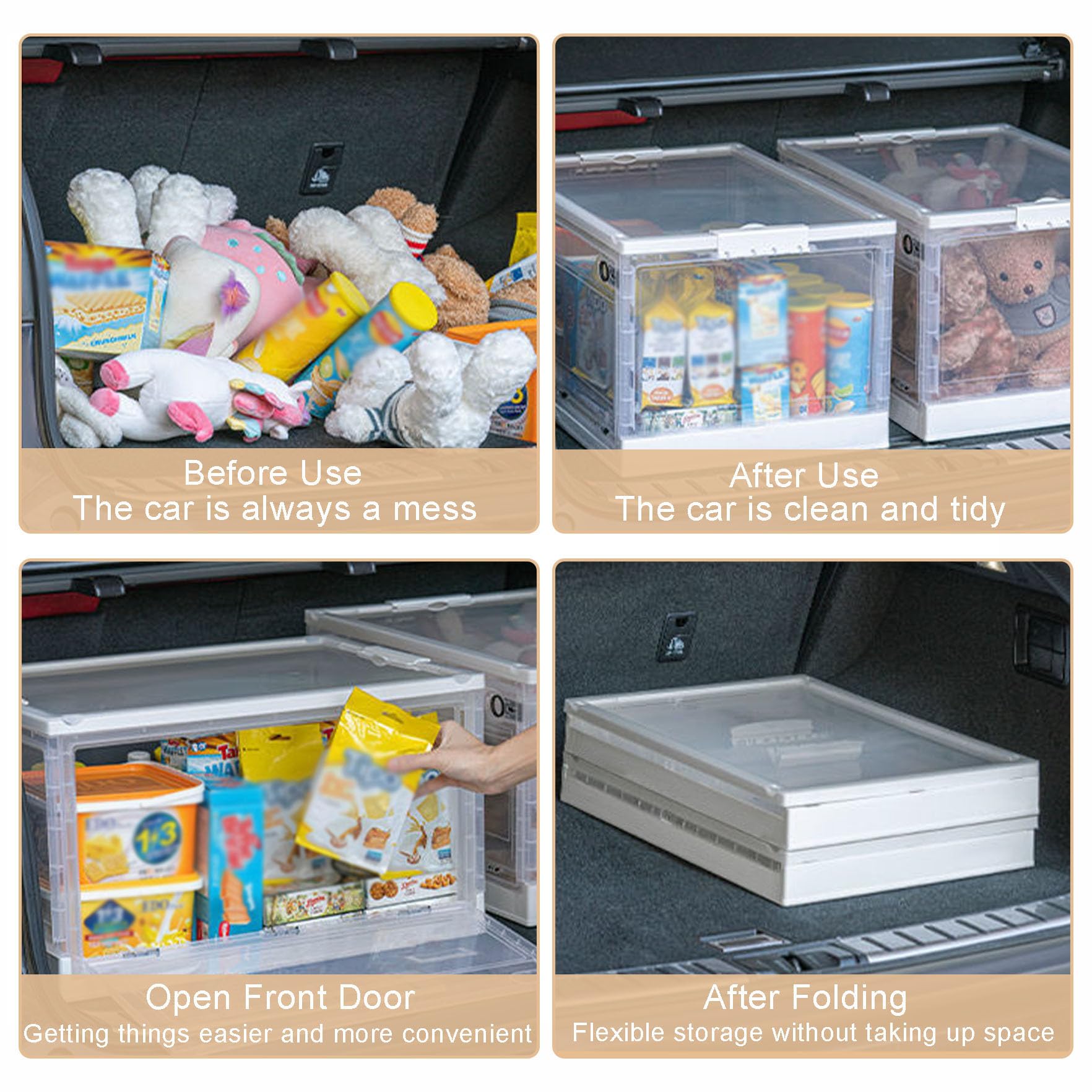 Stackable Storage Bins, 48.7 QT Closet Organizers and Storage, Collapsible Clear Storage Bins with Lids and Wheels for Bedroom Toy Storage Bins Pantry Storage Organizer Bins
