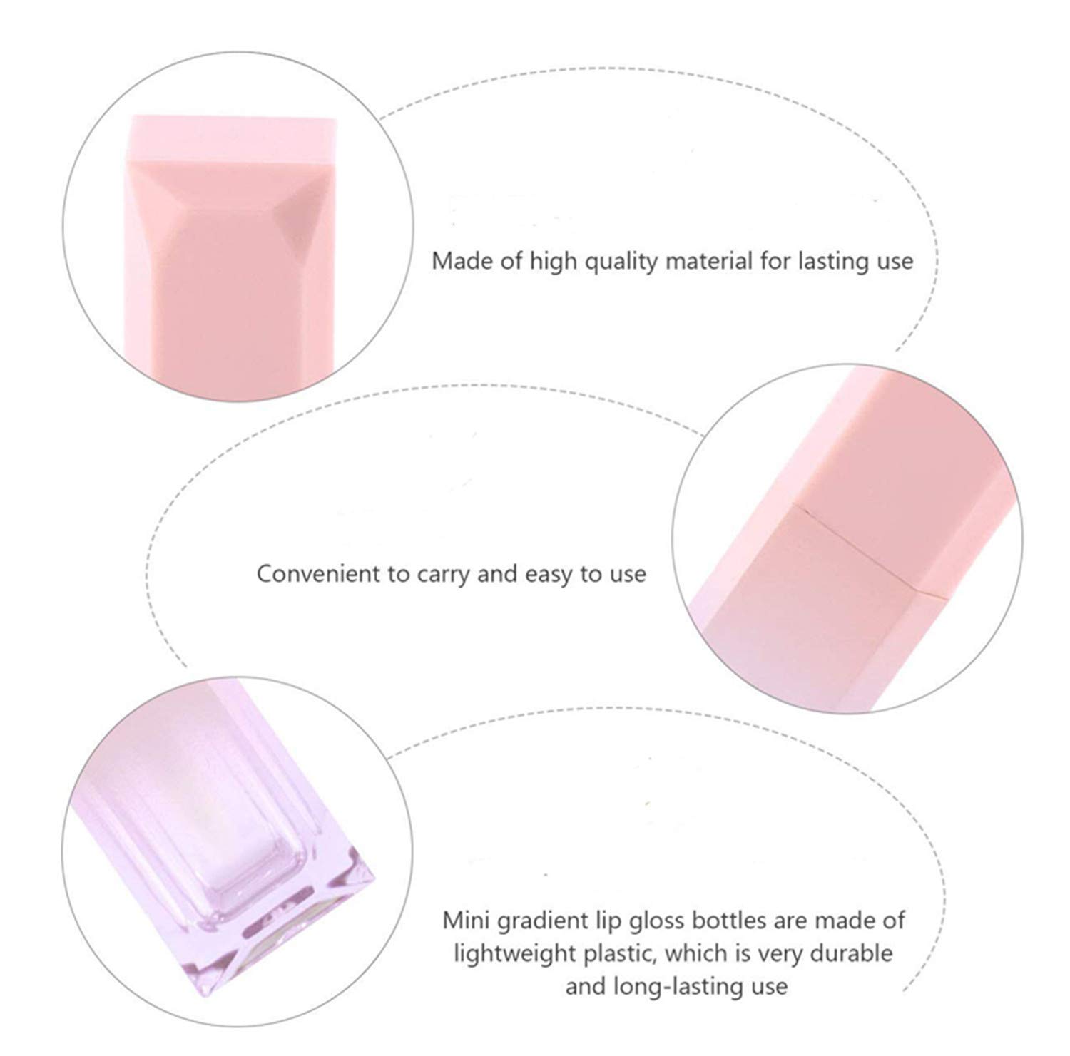 Healthcom 10Pcs 5ml Gradient Pink Empty Lip Gloss Tubes Plastic Mini Refillable Lip Balm Lipstick Bottle Lip Glaze Tube with Wand Travel Pipe Vials DIY Beauty Makeup Cosmetic Container Jar Pot Lip Oil