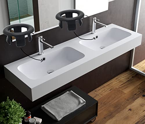 4 Pack Bathroom Basin Sink Round Hole Trim Overflow Cover Rings Hole Insert in Cap Hollow Ring Triangle for Hole Diameter Replacement Ceramic Pots for Home,Sink,Bathroom,Kitchen (black)