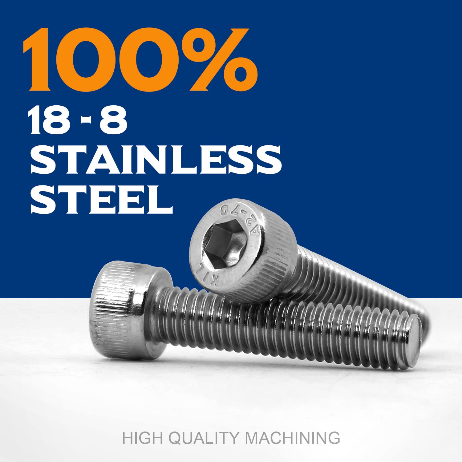 M8-1.25 x 60mm Socket Head Cap Screws Metric, Allen Socket Drive, 304 Stainless Steel (A2-70), Full Thread, Bright Finish, Machine Thread, Quantity 10