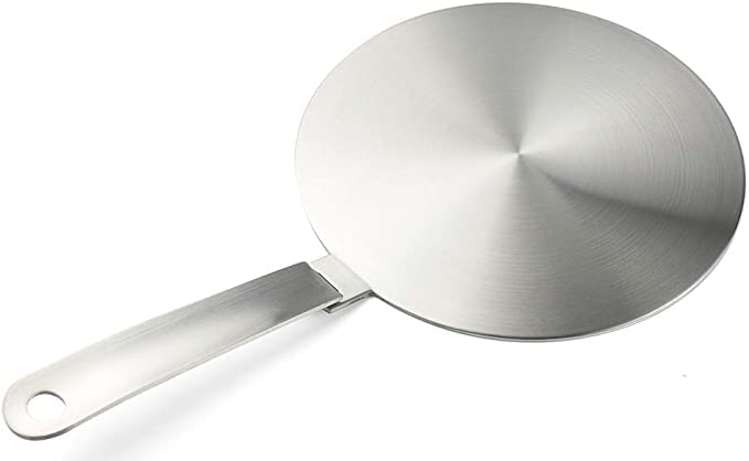 2020 Newest Heat Diffuser Stainless Steel Induction Adapter Plate Removable Handle Coffee Milk Cookware Induction Hob Heat Cooking Diffuser for Electric Stove 5.5inch