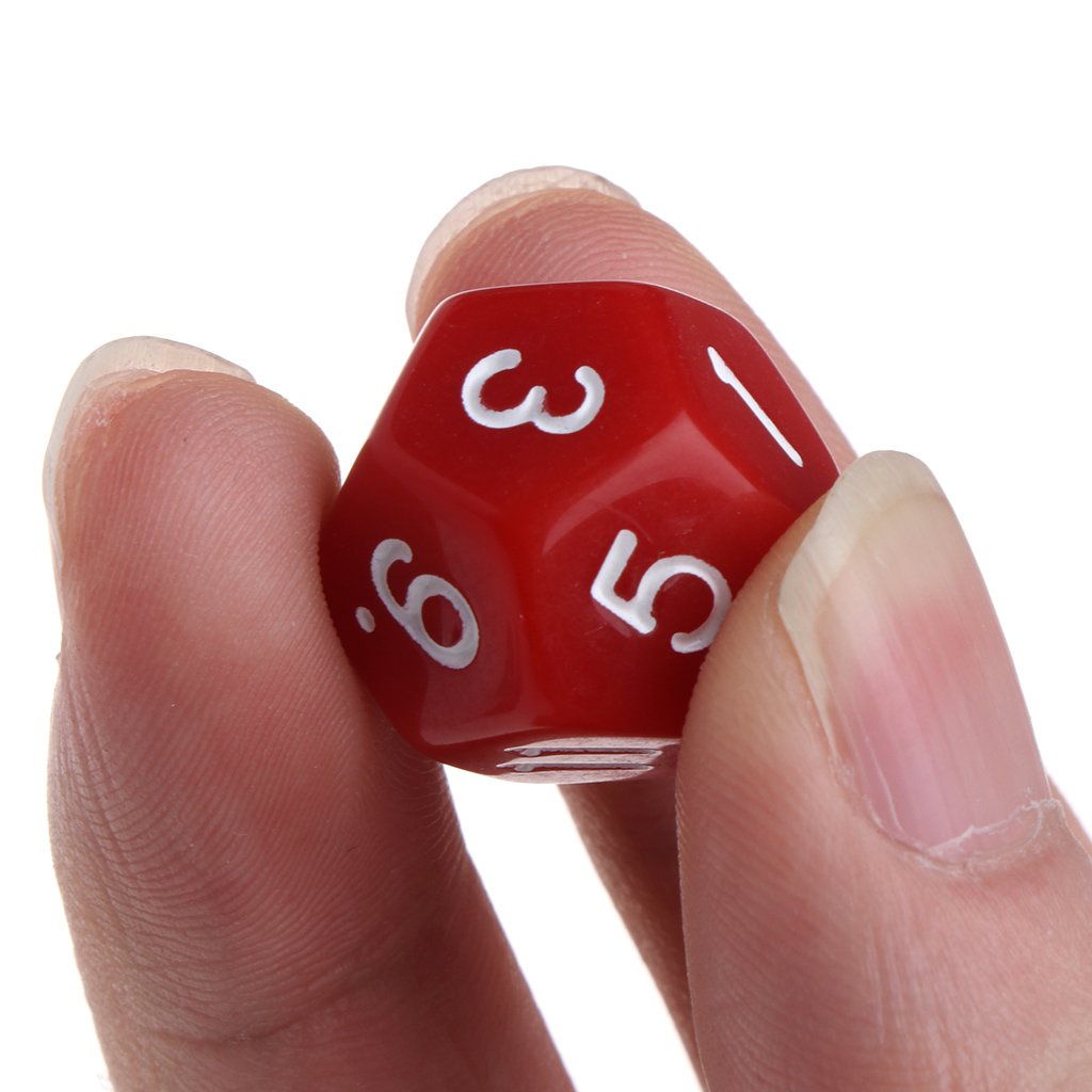 BUZHI 10pcs Portable 12 Sided Acrylic Number Dice Multicolor for Dungeon & Dragon Game Accessories Table Games Toy Supplies