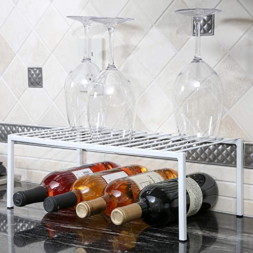 Smart Design Premium Cabinet Storage Shelf - Set of 6 - Large 16 x 8.5 Inch - Steel Metal Frame - Rust Resistant Coating - Counter, Pantry, Shelf Organization - Kitchen - White