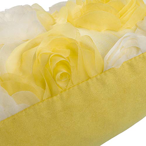 JWH 3D Flower Throw Pillow Cover Decorative Colorful Accent Pillow Case Handmade Pillowcase Bed Sofa Couch Living Room 18x18 Inch Beige Yellow