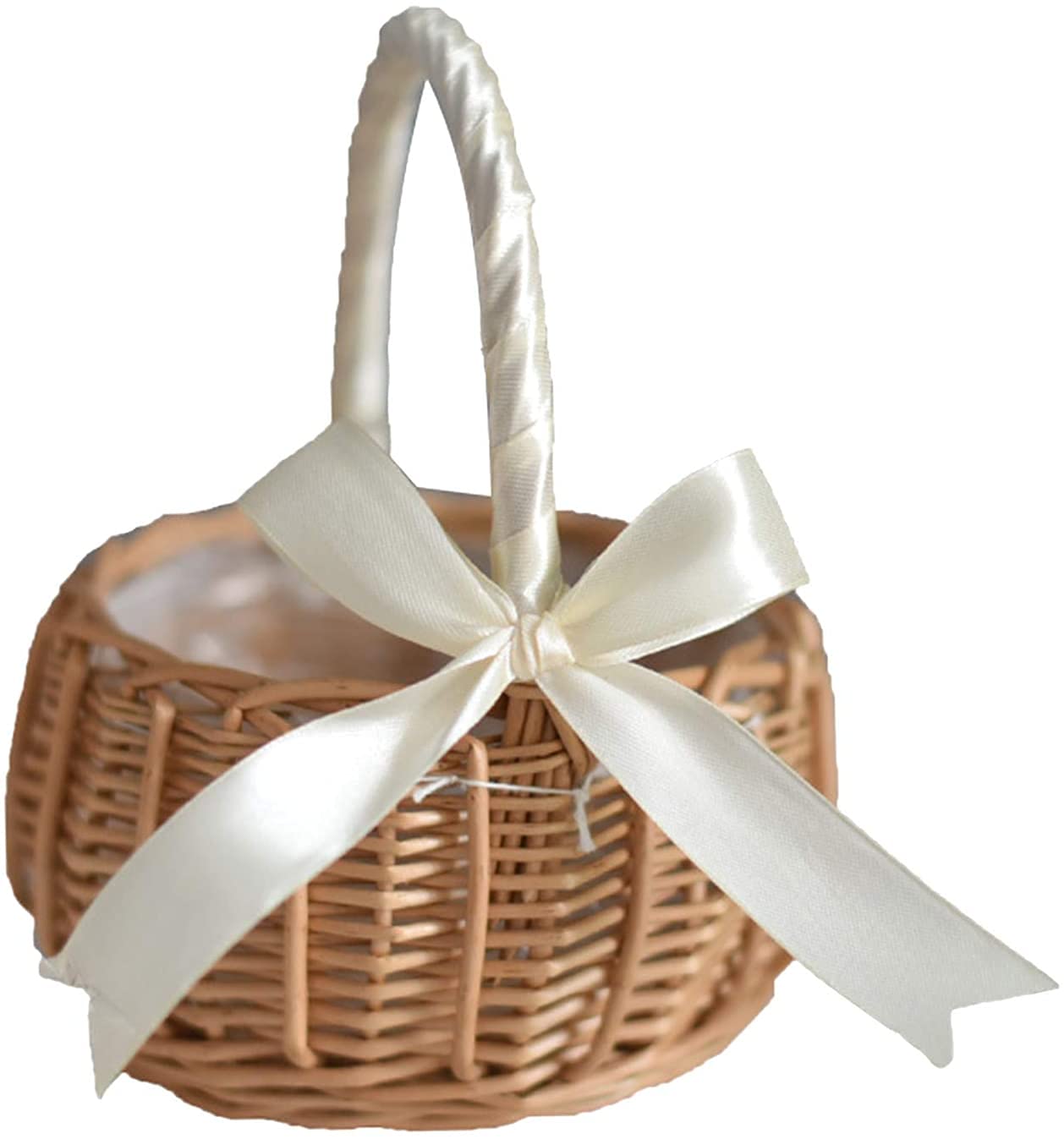 Woven Flower Basket Flower Girl Basket Wicker Basket Candy Gift Basket for Wedding Birthday Party Favor - Size S