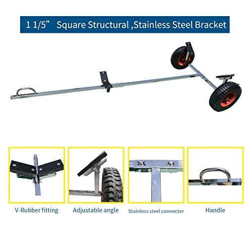 BRIS Stainless Steel Boat Launching Wheels Hand Dolly for Small Inflatable Boat Trailer