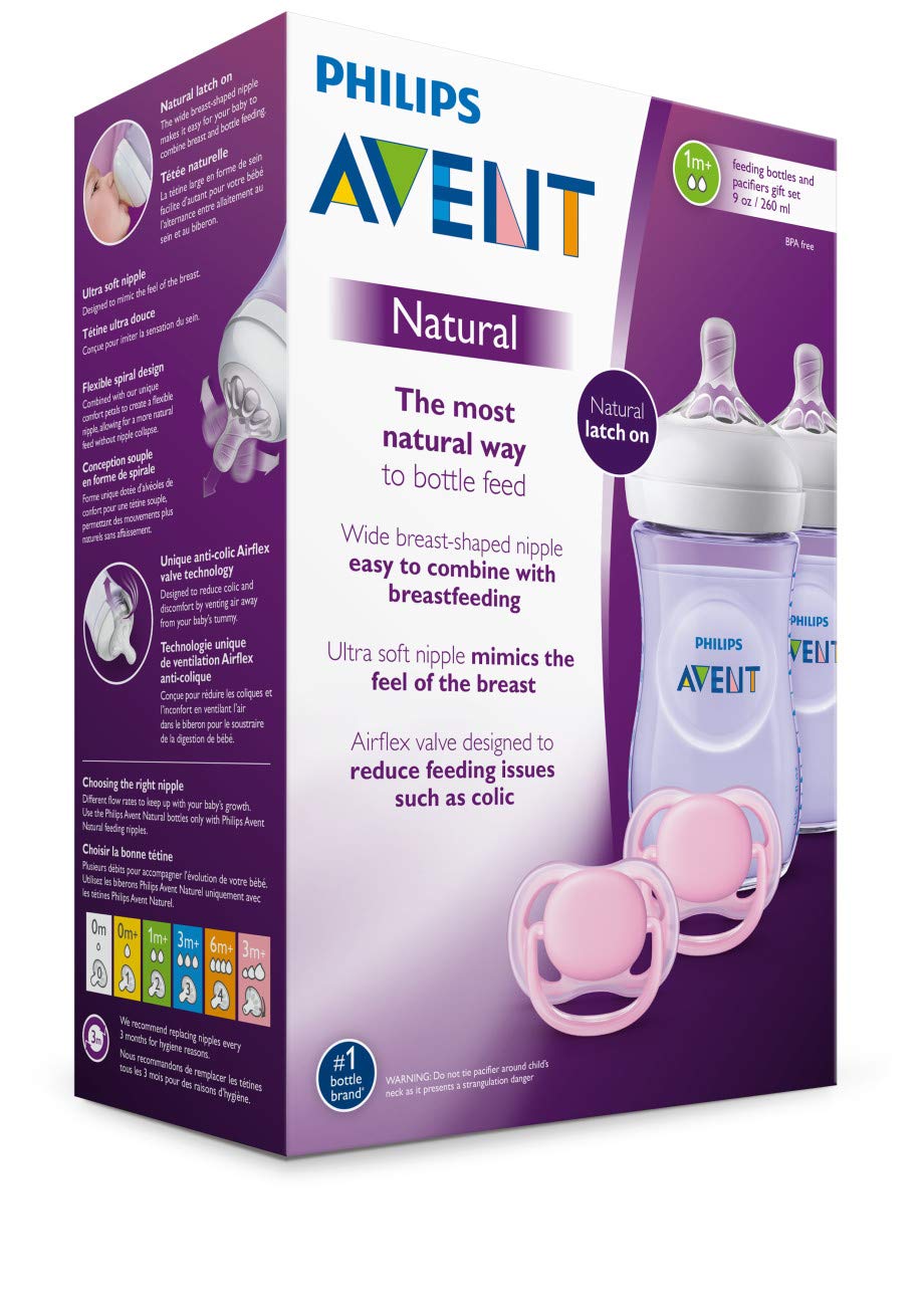 Philips Avent Natural Baby Bottle Purple Gift Set, SCD113/23