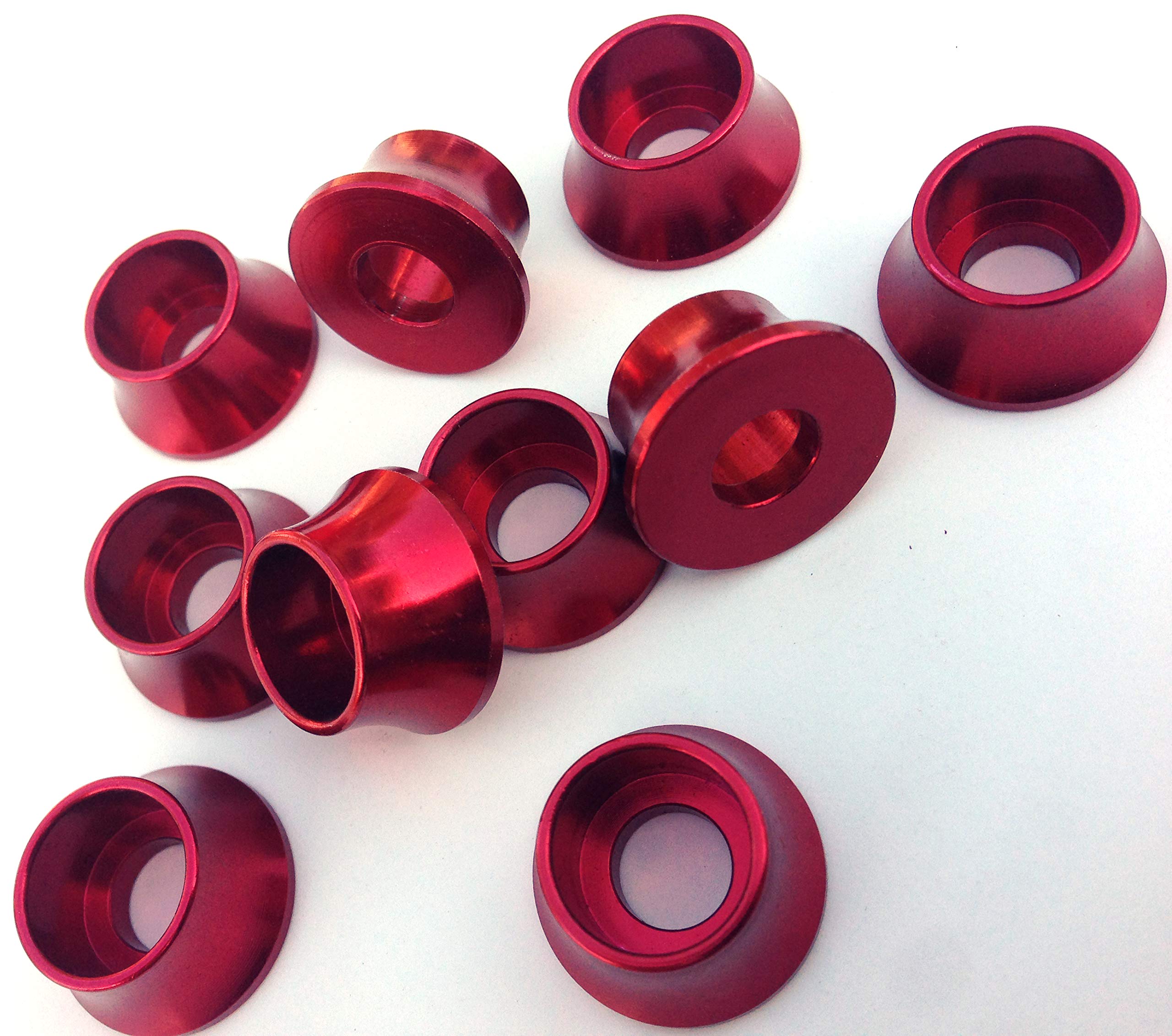 M8 Curved Side Beauty Washer 10pcs Anodized Aluminum Detail Dress Up (Red)