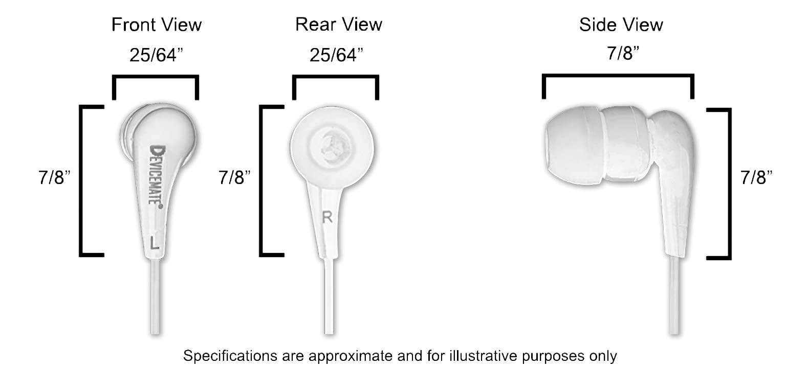 DEVICEMATE in-Ear Wired Earbuds Durable Earphones Headphones_Best Ear Buds Ear Phones for Cellphone Smartphone Tablet MP3 MP4 CD DVD Player Laptop Notebook PC Computer. No Mic. Red Case