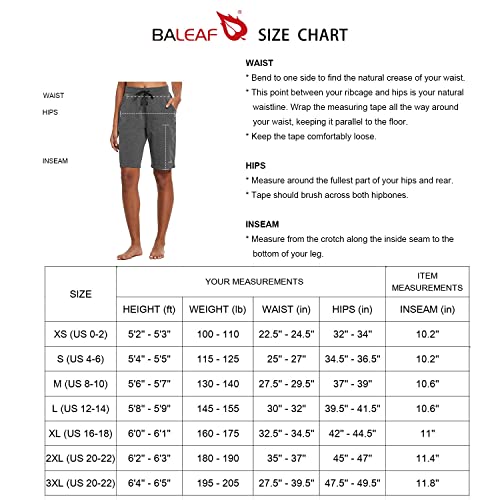 BALEAF Womens Exercise,Basketball,Fitness,Jogging,Walking,Running,Workout,Gym,Yoga Sweat Shorts Long Cotton Bermuda Summer Casual Drawstring Shorts with Pockets, Medium, Black
