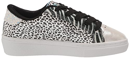 Skechers Kids Girls Goldie Sneaker, White/Leopard, 6 Big Kid