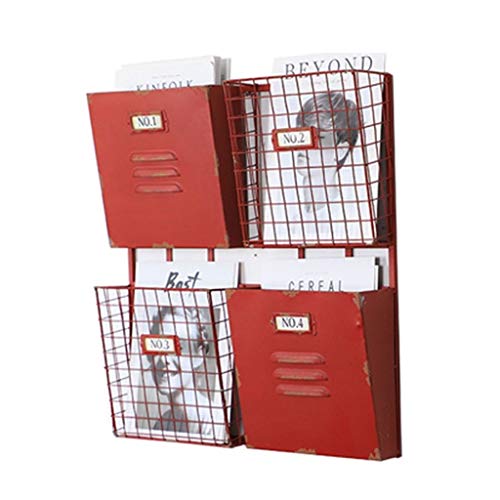 Magazine & Newspaper Baskets Magazine Rack Creative Wall-Mounted Storage Rack Industrial Wind Iron Racks Cafe Bar Decorative Flower Racks Vintage Style Grocery Storage Rack