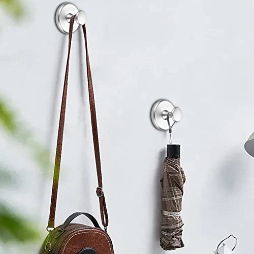 Bathroom Towel Hooks ,Aluminum Coat Robe Hangers,Tape or Screw Install, Heavy Duty Wall Hooks, Wall Mounted Shower Hooks for Clothes Hanging Bathroom Kitchen,2 Packs-Silver Matte Finish
