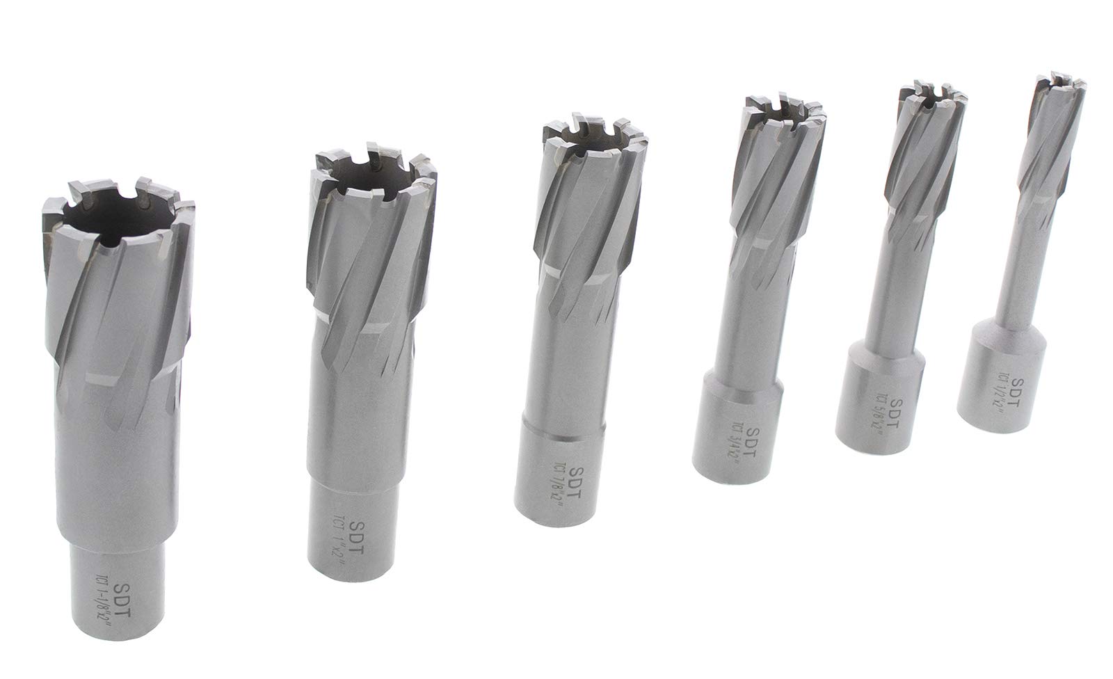 Steel Dragon Tools 7pc. Tungsten Carbide Tipped Annular Cutter Kit 2" Depth and 1/2 in. to 1-1/8 in.