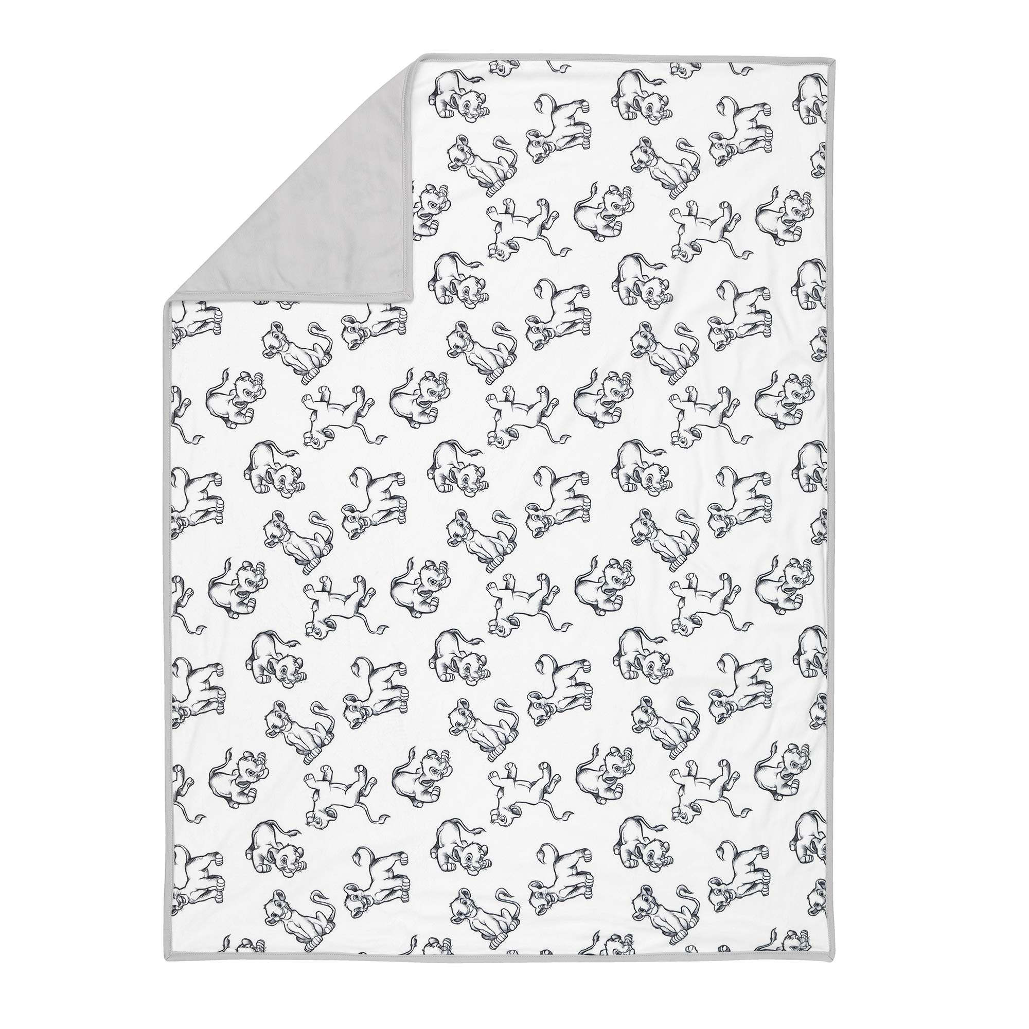 Lambs & Ivy Disney Baby The Lion King Baby Blanket - White/Gray Minky/Jersey