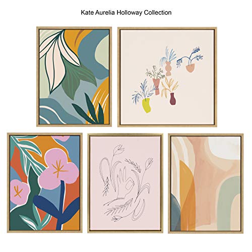 Kate and Laurel Sylvie Sunrise Over Marrakesh Abstract Framed Canvas Wall Art by Kate Aurelia Holloway, 18x24 Natural