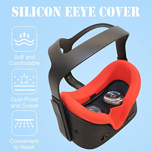 4 Pieces Silicone Cover Eye Pad Compatible with Oculus Quest 2 Eye Cushion Cover Sweatproof Lightproof Accessories (Purple, Blue, Red, Green) (Purple, Blue, Red, Green)