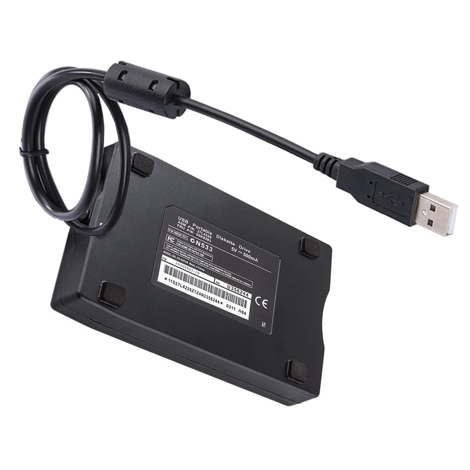 Mougerk USB Floppy Drive, 3.5" USB External Floppy Diskette Drive 1.44 MB FDD Portable USB Drive Plug and Play for Laptops Desktops and Notebooks (Black)