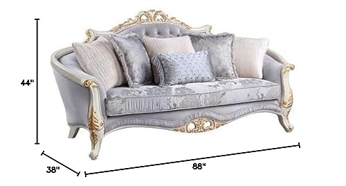 Acme Galelvith Fabric Upholstered Sofa with 5 Pillows in Gray