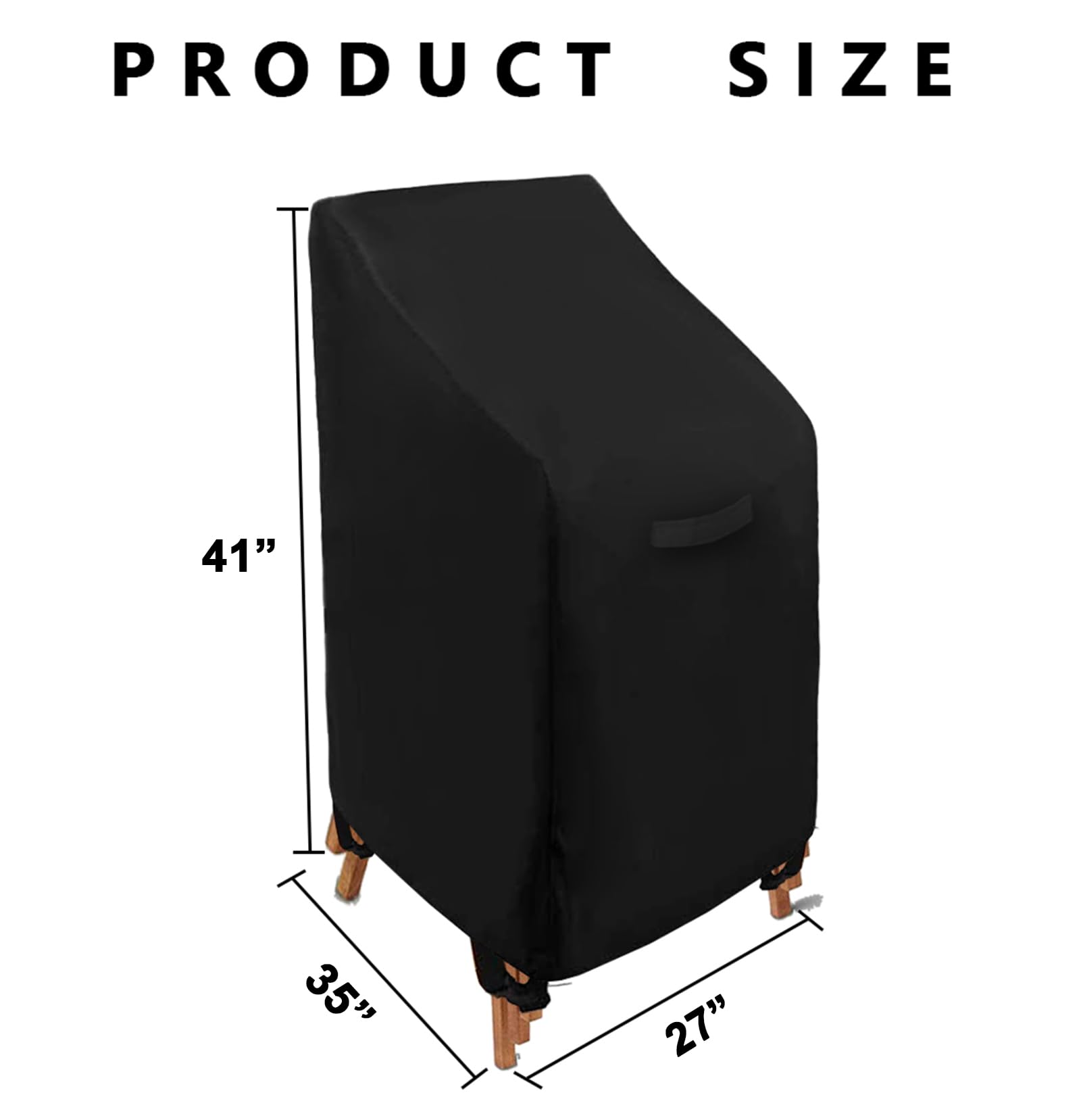 WOMACO Stackable Patio Chair Cover Waterproof Outdoor Stacking High Back Chair Cover Water Resistant Outside Furniture Tall Chair Protector (Stacking Chair - 27"Lx35"Wx41"H(2 Pack))