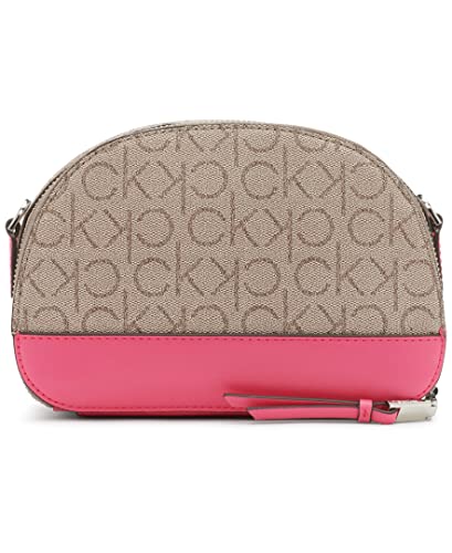 Calvin Klein Ashley Zip Around Crossbody, Almond/Taupe/Pink Flambe