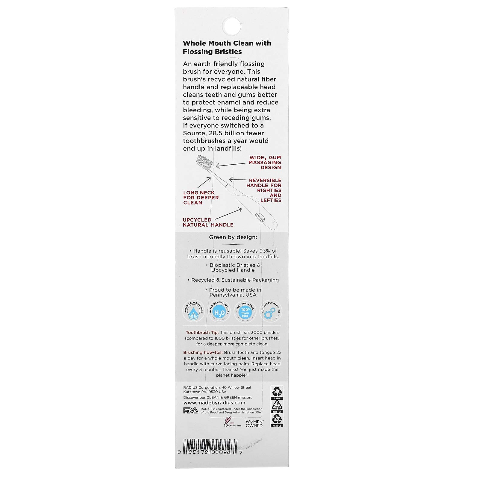 RADIUS Source Floss Brush Toothbrush, 1 EA