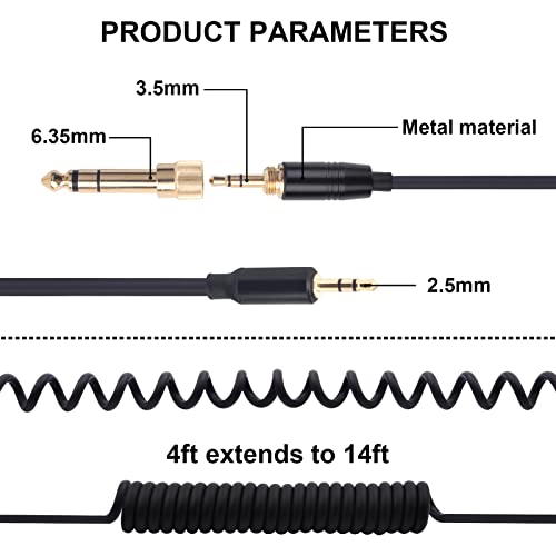 Alitutumao Spring Coiled Audio Cable Replacement Aux Cord Compatible with Bose Quietcomfort QC45 QC35 NC700 On-Ear 2/OE2i/Soundtrue/Soundlink Headphones, 6.35mm Adapter Included