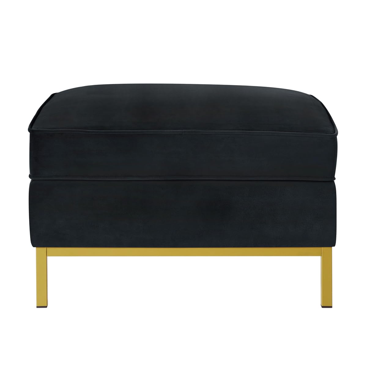 24KF Mid-Century Modern Upholstered Square Sofa Ottoman Couch Ottoman, upholstered Velvet Padded Cushion Coffee Table Ottoman,Large Footrest Ottoman for Sofa Couch-Black
