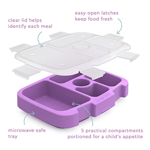 Bentgo® Kids Prints Tray with Transparent Cover - Reusable, BPA-Free, 5-Compartment Meal Prep Container with Built-In Portion Control for Healthy Meals At Home & On the Go (Mermaid Scales)