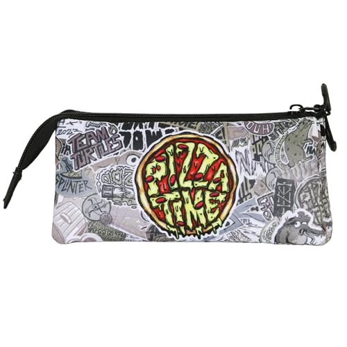 Karactermania Ninja Turtles Pizza Time-FAN Triple Pencil Case 2.0, Multicolour, 23 x 11 cm, Multicolour, One Size, FAN Triple Pencil Case 2.0 Pizza Time